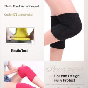 Mczone Cotton Non-Slip Soft Absorbent Knee Pad Support Brace Protector Leg Sleeve Kneelet Thickening Extended Warm for Men & Women Outdoor Sports Running Dancing Gym Yoga Fitness, 1 Pair (Black)