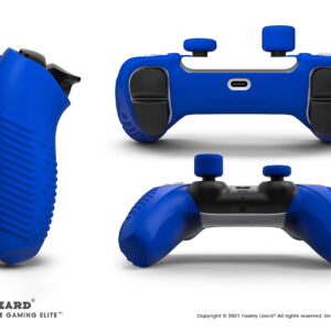 Foamy Lizard SensePro PS5 Controller Skin | Dock Compatible, Soft Flat Anti-Slip Studded Silicone Gel Grip Cover for PlayStation 5 Dualsense, Rubber Protector Plus 8 Raised Thumb Grip Caps (Blue)