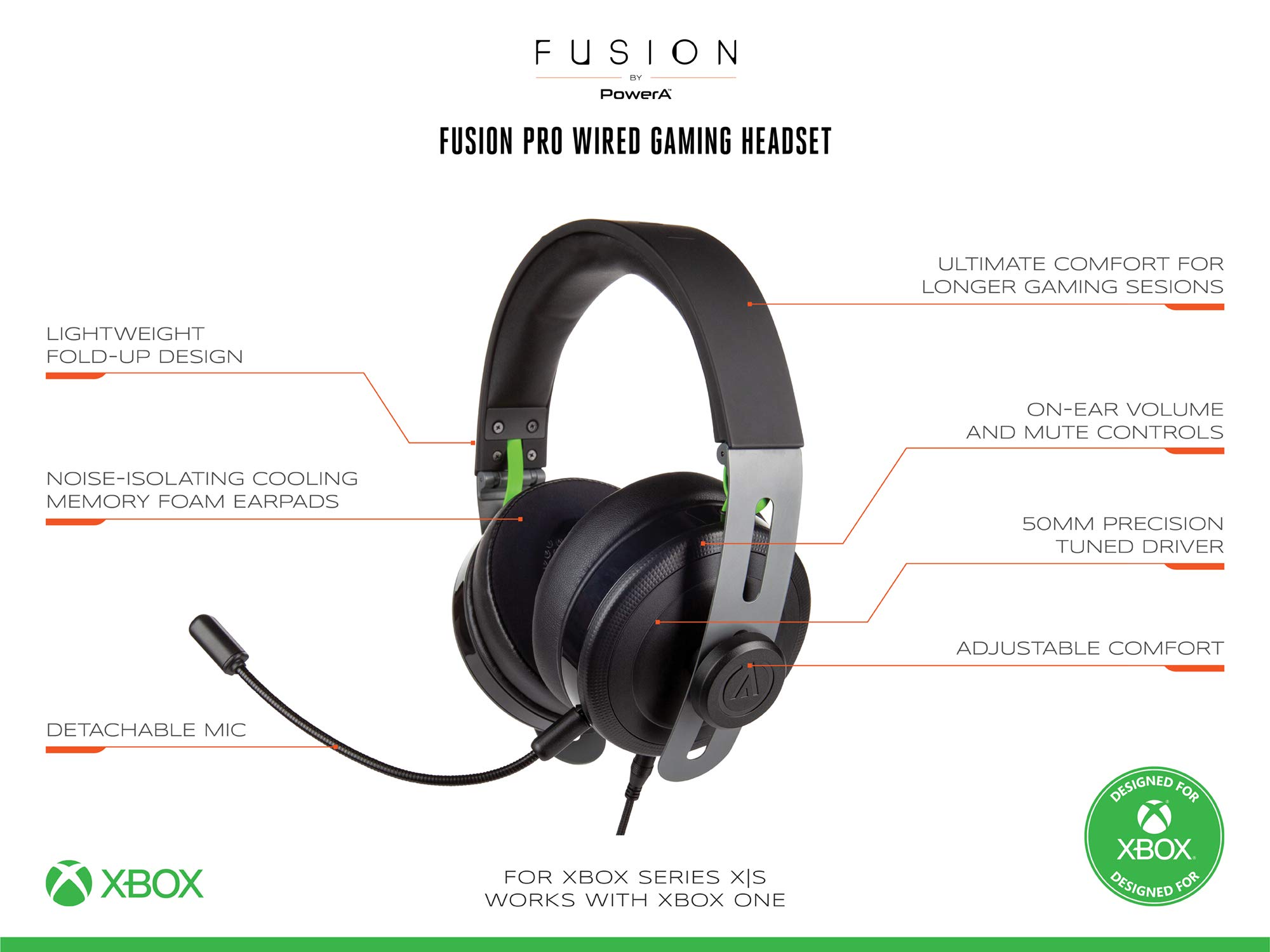 PowerA FUSION Pro Wired Gaming Headset for Xbox Series X|S