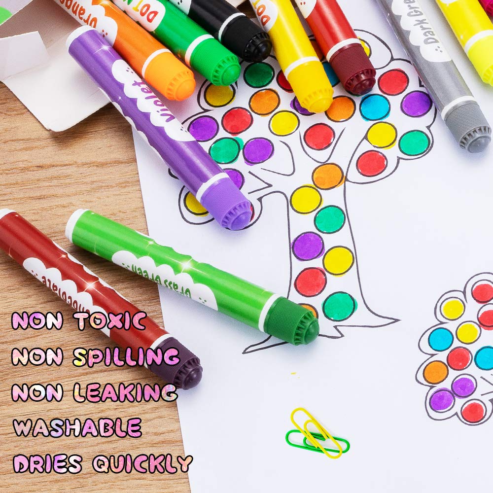 Nicecho Dot Markers, Washable Dot Markers for Kids Toddlers & Preschoolers, 24 Colors Bingo Paint Daubers Marker Kit with Free Activity Book