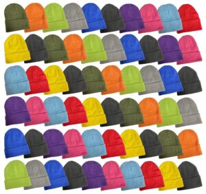 60 pack of yacht & smith wholesale beanies bulk thermal winter hat (12 pack bright colors)