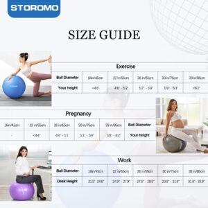 STOROMO Exercise Ball,Yoga Ball(with Exercise Tutorial)，Extra Thick Non-Slip,Holds 2500 lbs, Workout Ball for Pregnancy Birthing and Balance Stability (Purple, 55cm/21.6in)