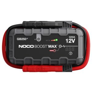 noco boost max gb250 5250 amp 12-volt ultrasafe portable lithium jump starter box, battery booster pack, and commercial jumper cables for gasoline and diesel engines up to 16-liters