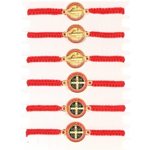 6 pieces religion enamel saint benedict bracelet red rope bracelet handmade red knot string bracelets luck bracelet men or women as gifts and used in prayer bracelet…