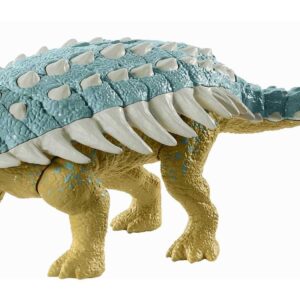 Mattel Jurassic World Camp Cretaceous Roar Attack Ankylosaurus Bumpy Posable Dinosaur Action Figure Toy, Strike Feature & Sounds