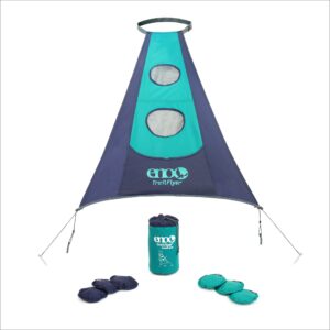 eno - trailflyer outdoor game - outdoor accessories for hiking, camping, beach, and festivals - navy/seafoam