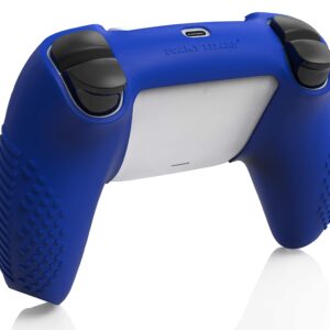 Foamy Lizard SensePro PS5 Controller Skin | Dock Compatible, Soft Flat Anti-Slip Studded Silicone Gel Grip Cover for PlayStation 5 Dualsense, Rubber Protector Plus 8 Raised Thumb Grip Caps (Blue)