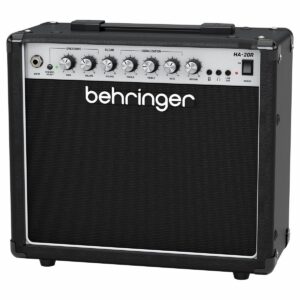 behringer ha-20r 20 watt guitar amplifier with 2 independent channels, vtc tube modeling, reverb and original bugera 8" speaker