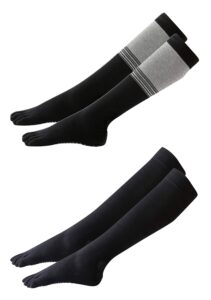 diacacy over knee non-slip skid yoga socks five toes yoga cotton socks for women blk stripe+blk