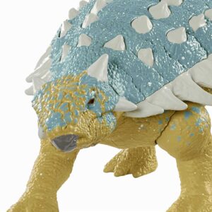 Mattel Jurassic World Camp Cretaceous Roar Attack Ankylosaurus Bumpy Posable Dinosaur Action Figure Toy, Strike Feature & Sounds