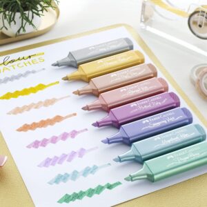 Faber-Castell Metallic Highlighter Set - Assortment of 8 Subtle Glitter Highlighter Markers - Note Taking and Journaling Supplies