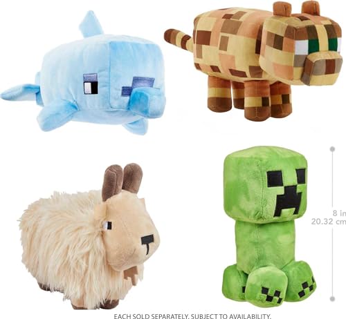 Mattel Minecraft Basic Plush Character Soft Dolls, Video Game-Inspired Collectible Toy Gifts for Kids & Fans Ages 3 Years Old & Up