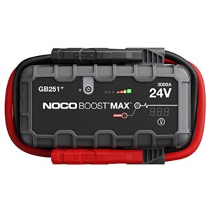 noco boost max gb251 3000 amp 24-volt ultrasafe portable lithium jump starter box, battery booster pack, and commercial jumper cables for gasoline and diesel engines up to 32-liters