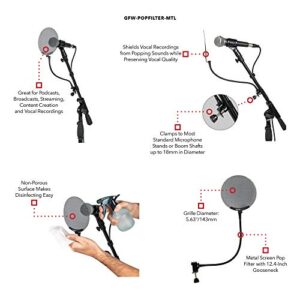 Gator Frameworks Metal Screen Pop Filter with 12.4-Inch Gooseneck (GFW-POPFILTER-MTL)