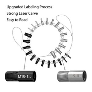 Nut and Bolt Thread Checker (Inch & Metric) - 26 Male/Female Thread Identifier Gauges - 14 Inch & 12 Metric Sizes