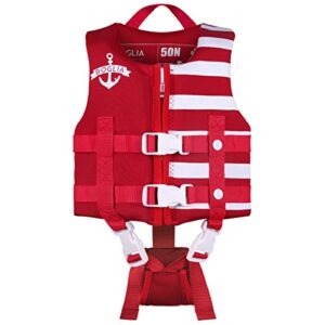 toddler swim vest floaties for kids with adjustable safety strap for learn to swim children, stripes red s age 1-3