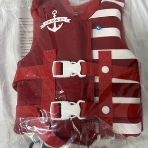 Toddler Swim Vest Floaties for Kids with Adjustable Safety Strap for Learn to Swim Children, Stripes Red S Age 1-3