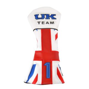 plusker 1pc golf club driver head cover uk england flag patriotic synthetic leather headcover for male/female golfers