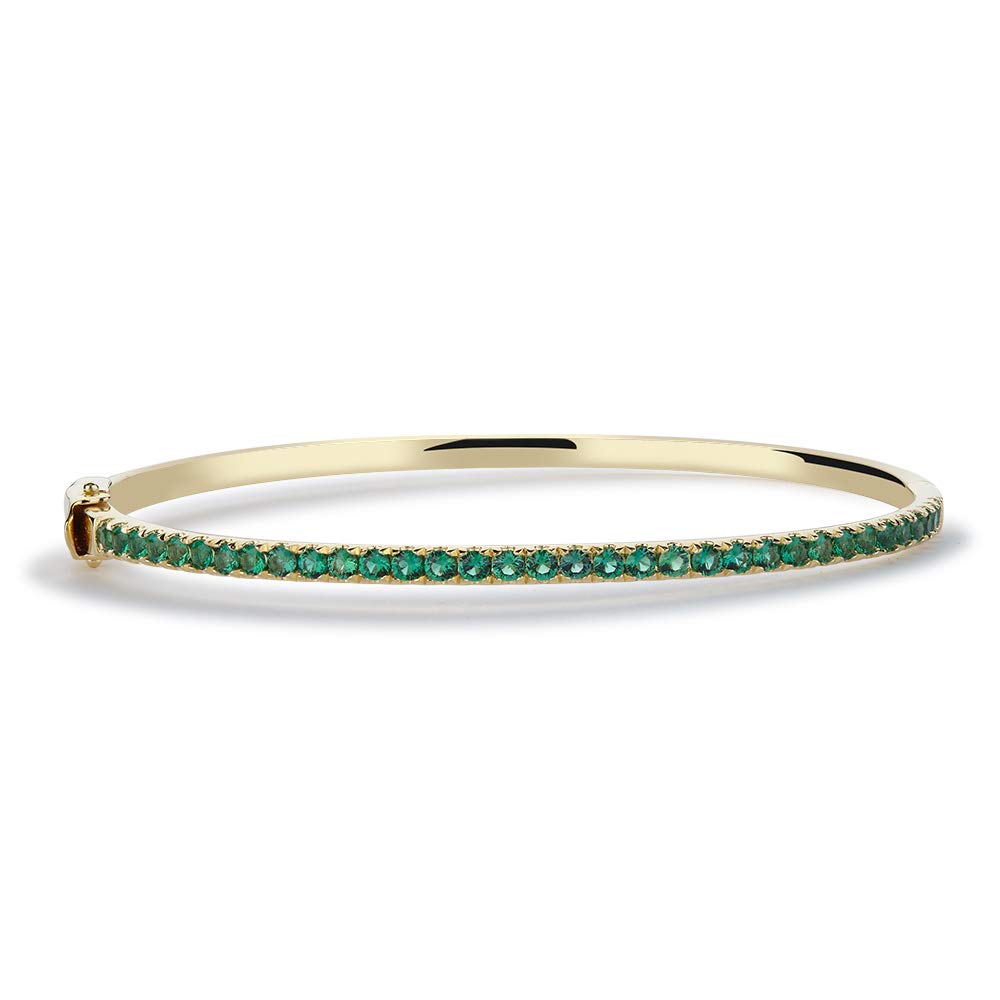 Tirafina Stacking Created Emerald Bangle Yellow Gold With Double Safety Lock Clasp