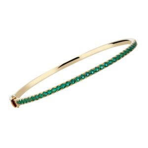 tirafina stacking created emerald bangle yellow gold with double safety lock clasp