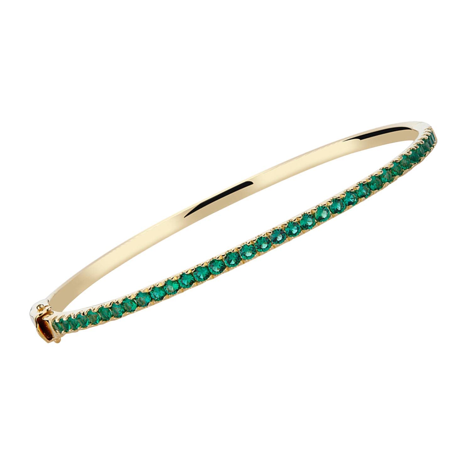 Tirafina Stacking Created Emerald Bangle Yellow Gold With Double Safety Lock Clasp