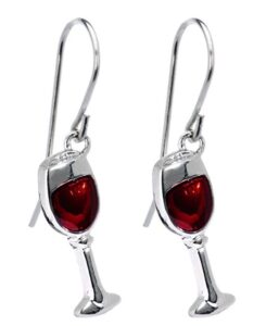 red wine glass dangle earrings dainty unique handmade metal earrings for women jewelry(a)