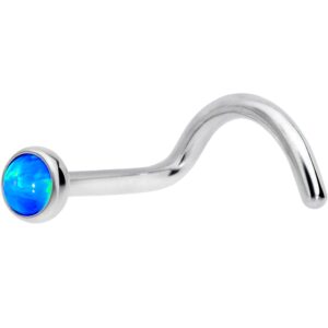 body candy 18g titanium nose screw nose ring 3mm blue synthetic opal press fit nose stud body jewelry .27"