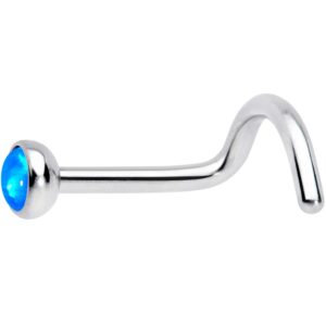 Body Candy 18G Titanium Nose Screw Nose Ring 3mm Blue Synthetic Opal Press Fit Nose Stud Body Jewelry .27"