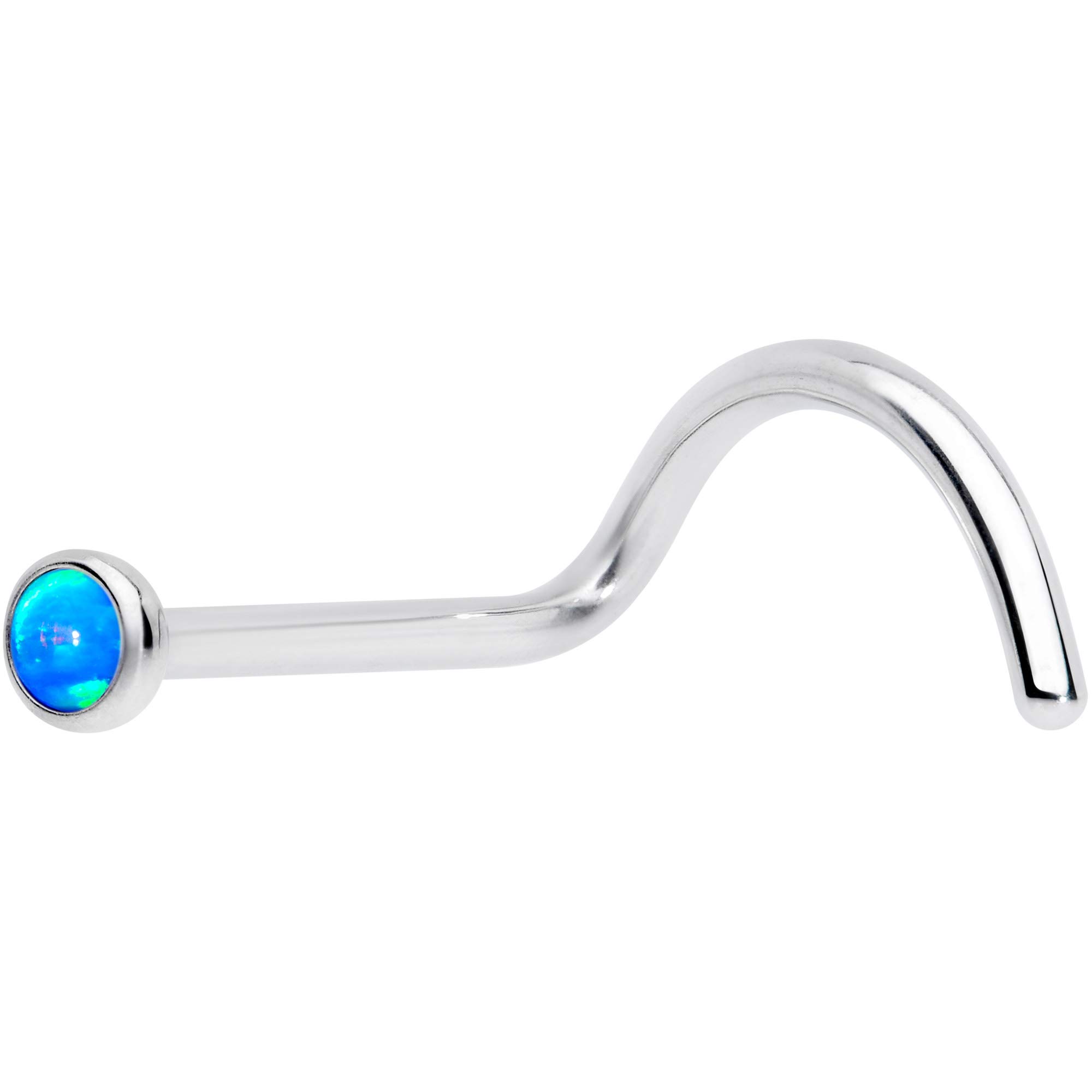 Body Candy 20G Titanium Nose Screw Nose Ring 2mm Blue Synthetic Opal Press Fit Nose Stud Body Jewelry .27"