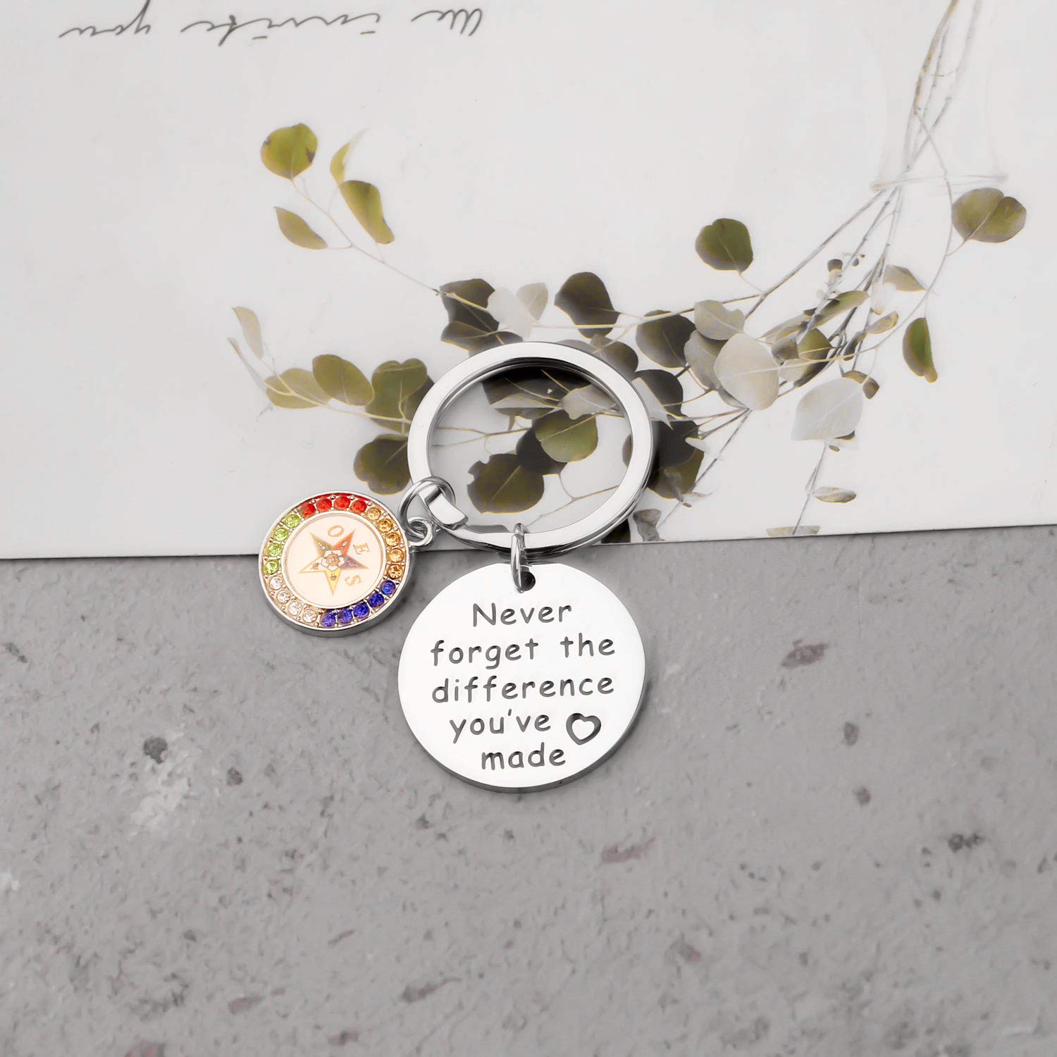 MYOSPARK OES Jewelry Oes Sorority Jewelry Sisterhood Gift Never Forget The Difference You've Made Keychain (OES Difference KC)