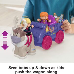 Fisher-Price Little People Toddler Toy Disney Frozen Anna & Kristoff’s Wagon Vehicle & Figure Set for Preschool Pretend Play Kids Ages 18+ Months