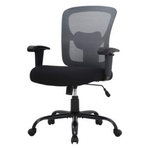 bestoffice big and tall office chair 500lbs desk chair mesh computer chair with lumbar support wide seat adjust arms rolling swivel high back task executive ergonomic chair for home office (grey)