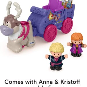 Fisher-Price Little People Toddler Toy Disney Frozen Anna & Kristoff’s Wagon Vehicle & Figure Set for Preschool Pretend Play Kids Ages 18+ Months