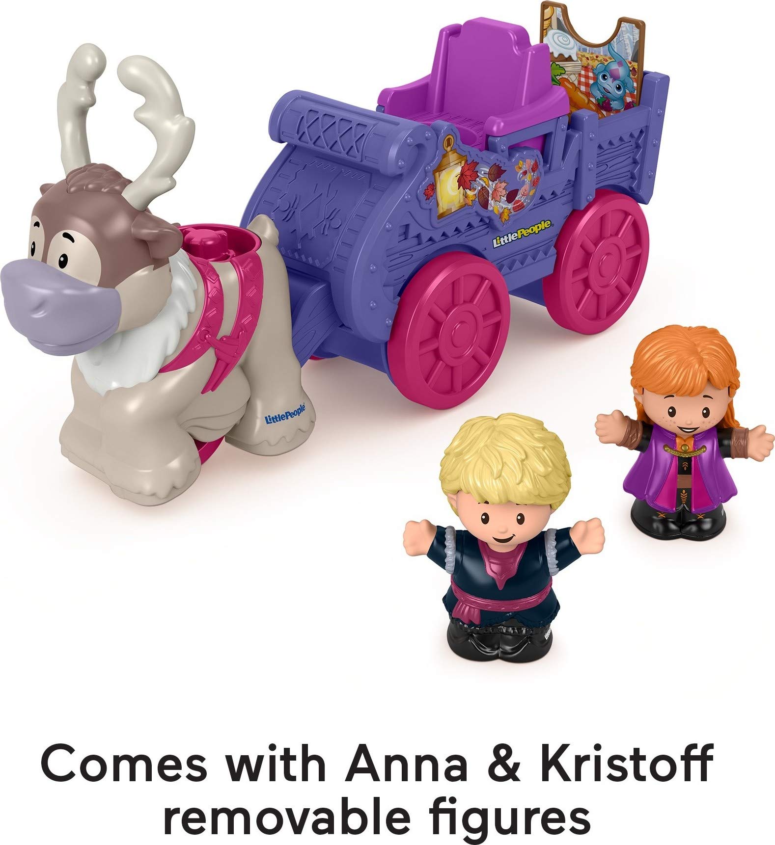 Fisher-Price Little People Toddler Toy Disney Frozen Anna & Kristoff’s Wagon Vehicle & Figure Set for Preschool Pretend Play Kids Ages 18+ Months