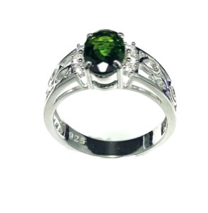 r1214 chrome diopside 0.92ct 6x8mm filigree sterling silver ring gift for her (6)