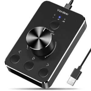 vaydeer volume control knob with one-click mute function and 3 volume control modes, usb volume knob multimedia controller for win 7/8/10/mac, gift for loved ones