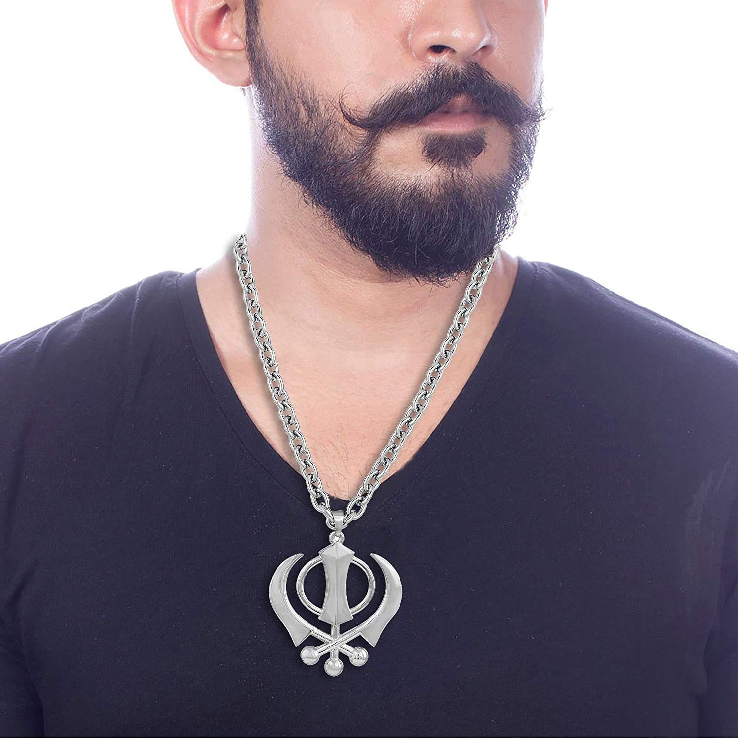 Bro Mart Sikh Sardar Punjabi Khalsa Khanda Chain Locket for Men and Women