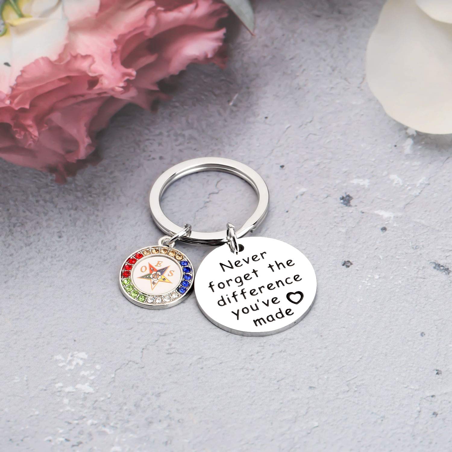 MYOSPARK OES Jewelry Oes Sorority Jewelry Sisterhood Gift Never Forget The Difference You've Made Keychain (OES Difference KC)