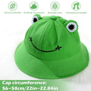 Syhood Frog Bucket Hat or Cow Flamingo Hat with 50 Stickers Summer Outdoor Foldable Wide Brim Fisherman Hat Fishing Sun Hat(Frog Style)