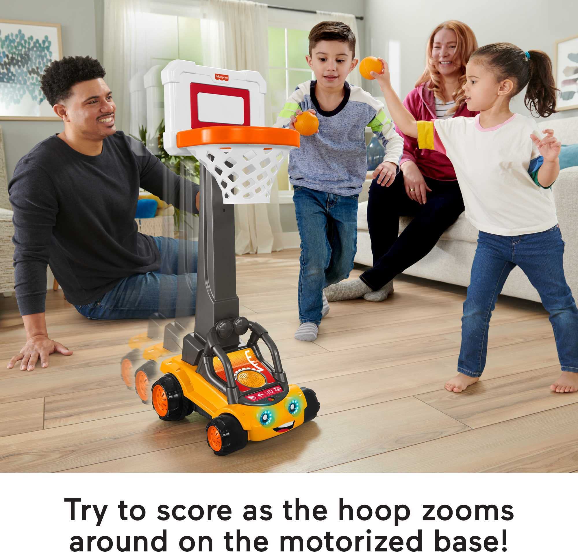 Fisher-Price Electronic Basketball Toy B.B. Hoopster Motorized Hoop with Lights Sounds & Game Play for Preschool Kids Ages 3+ Years