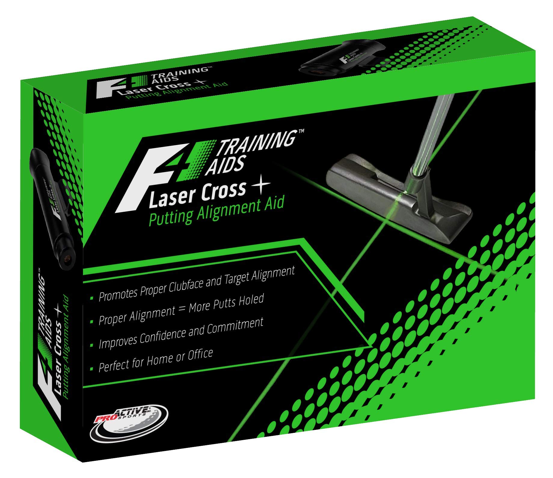 ProActive Sports | F4 Laser Cross Golf Putting Alignment Training Aid | Attaches to Putter Shaft for Proper Clubface and Target Alignment | Golf Swing Trainer for Perfect Putting Practice