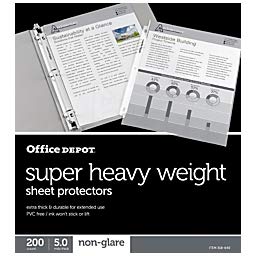 office depot® brand super heavyweight sheet protectors, 8-1/2" x 11", non-glare, box of 200