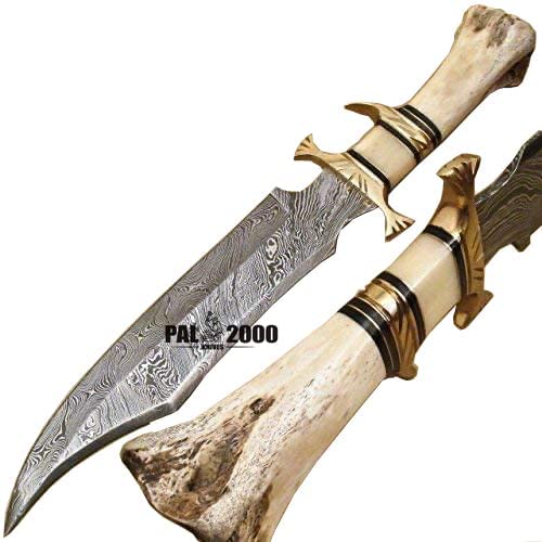 PAL 2000 KNIVES HUN-9871 Handmade Damascus Steel Predator Hunter Knife With Sheath