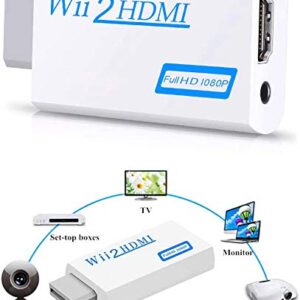 Wii to HDMI Converter,Output Video Audio Adapter HDMI Converter 1080P,Wii HDMI Adapter with 3,5mm Audio Jack&HDMI Output Compatible with Wii,Wii U,HDTV,Supports All Wii Display Modes 720P