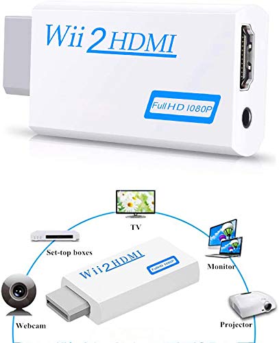 Wii to HDMI Converter,Output Video Audio Adapter HDMI Converter 1080P,Wii HDMI Adapter with 3,5mm Audio Jack&HDMI Output Compatible with Wii,Wii U,HDTV,Supports All Wii Display Modes 720P