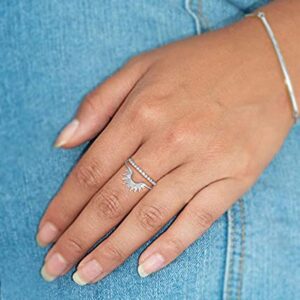 IVY & BAUBLE Sterling Silver Sunburst Rings | Stackable or Pairable Cocktail Ring for Women, Size 8