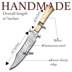 PAL 2000 KNIVES HUN-9871 Handmade Damascus Steel Predator Hunter Knife With Sheath