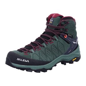 salewa women's alp trainer 2 mid gore-tex waterproof gtx hiking boot - duck green/rhododendon - 10