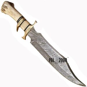 pal 2000 knives hun-9871 handmade damascus steel predator hunter knife with sheath