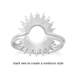 IVY & BAUBLE Sterling Silver Sunburst Rings | Stackable or Pairable Cocktail Ring for Women, Size 8